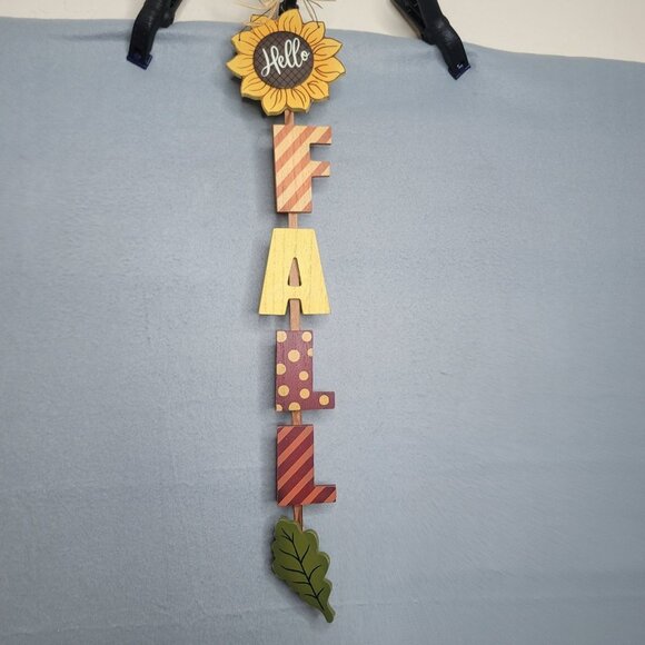 Holiday | Hello Fall Wooden Hanger Wall Door Decor Fall Leaves Apx 25 ...